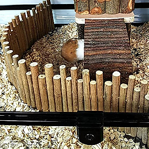 QANYEGN Hamster Wooden Bridge, Hamster Wooden Fence with Hideout, Rat Ladder Bridge Toy for Small Animals (40cm)