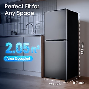 Anypro Fridge with Bottom Freezer and Drawer, 4.1 Cu.Ft Double Door Refrigerator with 7 Adjustable Temperature Settings for Bedroom, Dorm, Office, Apartment, Large Capacity, Black