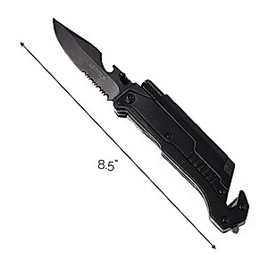 Wartech YC-S-9045-BK Spring Assisted 5 in 1 Pocket Knife, 8.5" , Black