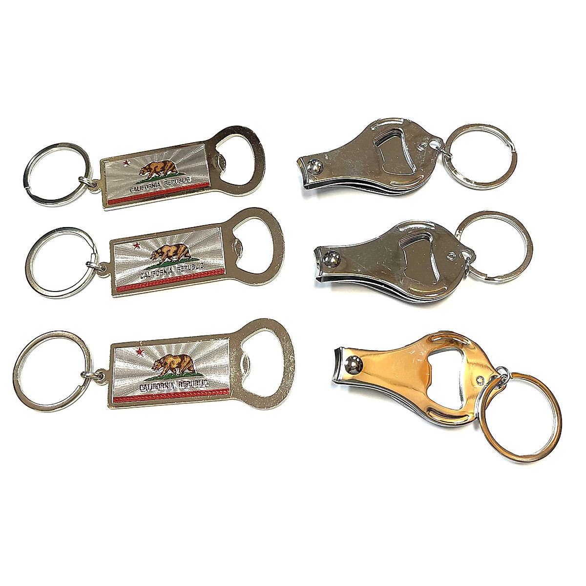 Sureg California Keychain Bottle Opener Set of 6 - California Souvenir Keychains Bundle Pack of 6
