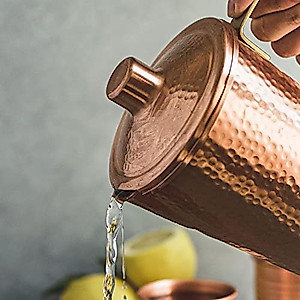 Kosdeg - Copper Pitcher With Lid - 44 Oz - Drink More Water, Lower Your Sugar Intake And Enjoy The Health Benefits - Pure Copper Handmade Hammered Jug, The Best Bedside Carafe - Heavy Gauge