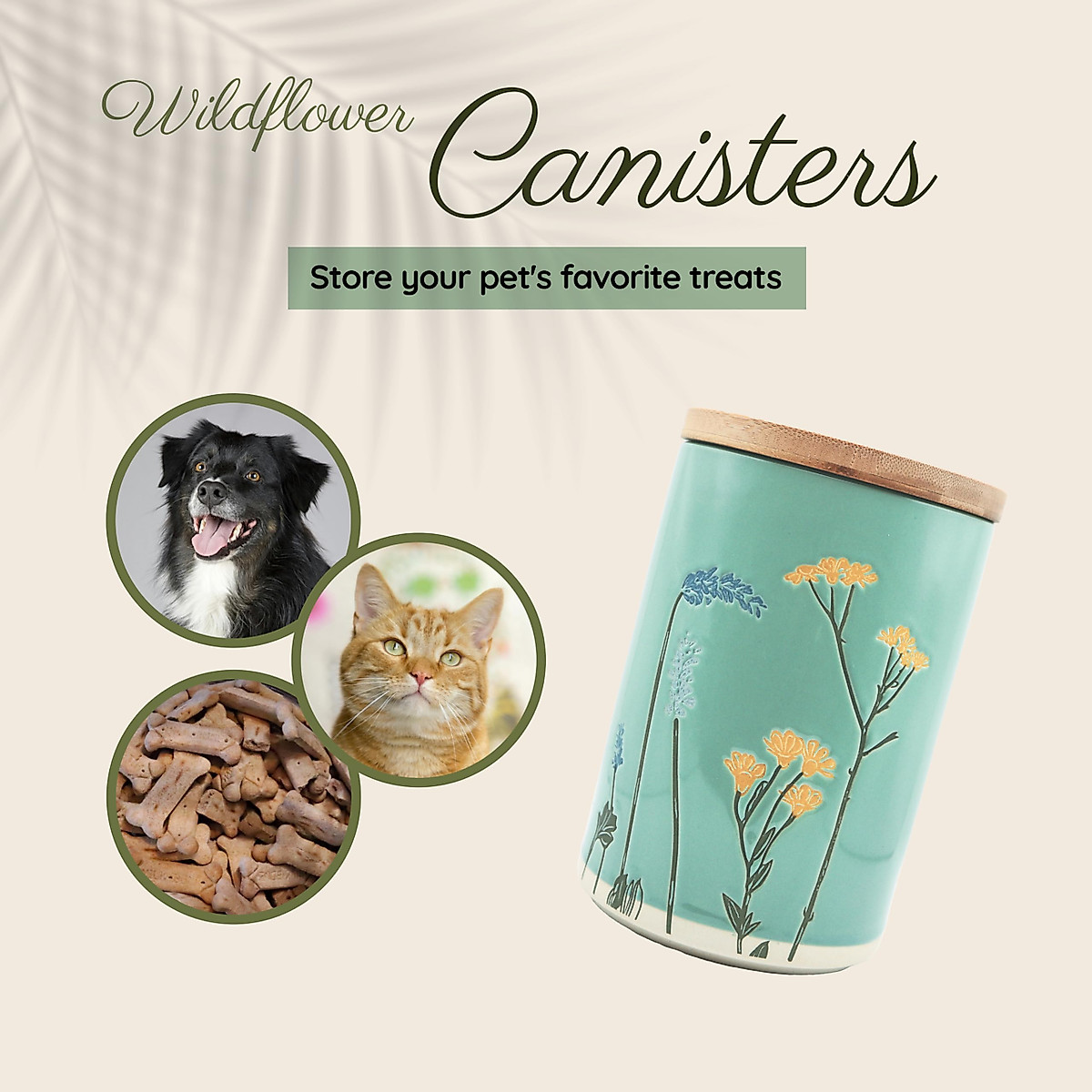 Cookspire 3-pc Porcelain Canister Set - Kitchen Storage Containers for Coffee, Sugar, Spice and Dry Food, Airtight containers, Versatile Sizes - White 8.3", Green 6.9", Blue 4.7"; Ideal Gift Set