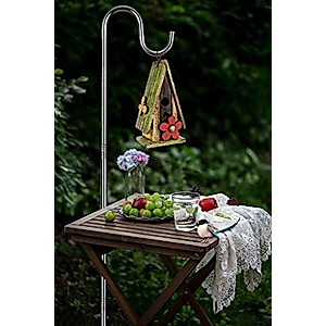 COCONUT 78 Inch Shepherds Hook for Bird Feeder, 5/8 Inch Width Heavy Duty Adjustable Outdoor Shepherd Hooks with 5-Prong Base for Lanterns Planting Hanger Weddings Decor, Silver