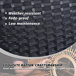 MEISSALIVVE 3 Pieces Outdoor Patio Furniture Set, Small Wicker Bistro Conversation Set for Porch and Balcony, All Weather PE Rattan Chairs with Table, Backyard Garden Furniture (Grey)