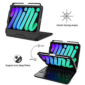 iPad Mini 6 Case with Keyboard, Keyboard iPad Mini 6th Generation 2021 8.3-inch 6th Generation, 360° Rotatable Touchpad Keyboard Case,Thin & Protective for iPad Mini (6th Generation 2021) Tablet