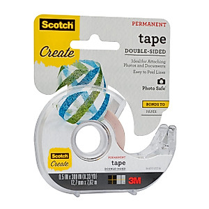 Scotch Create Double-Sided Permanent Tape, 1 Dispenser, 1/2 in x 300 in, Clear, Strong Double Sided Tape for Crafts (002-CFT)