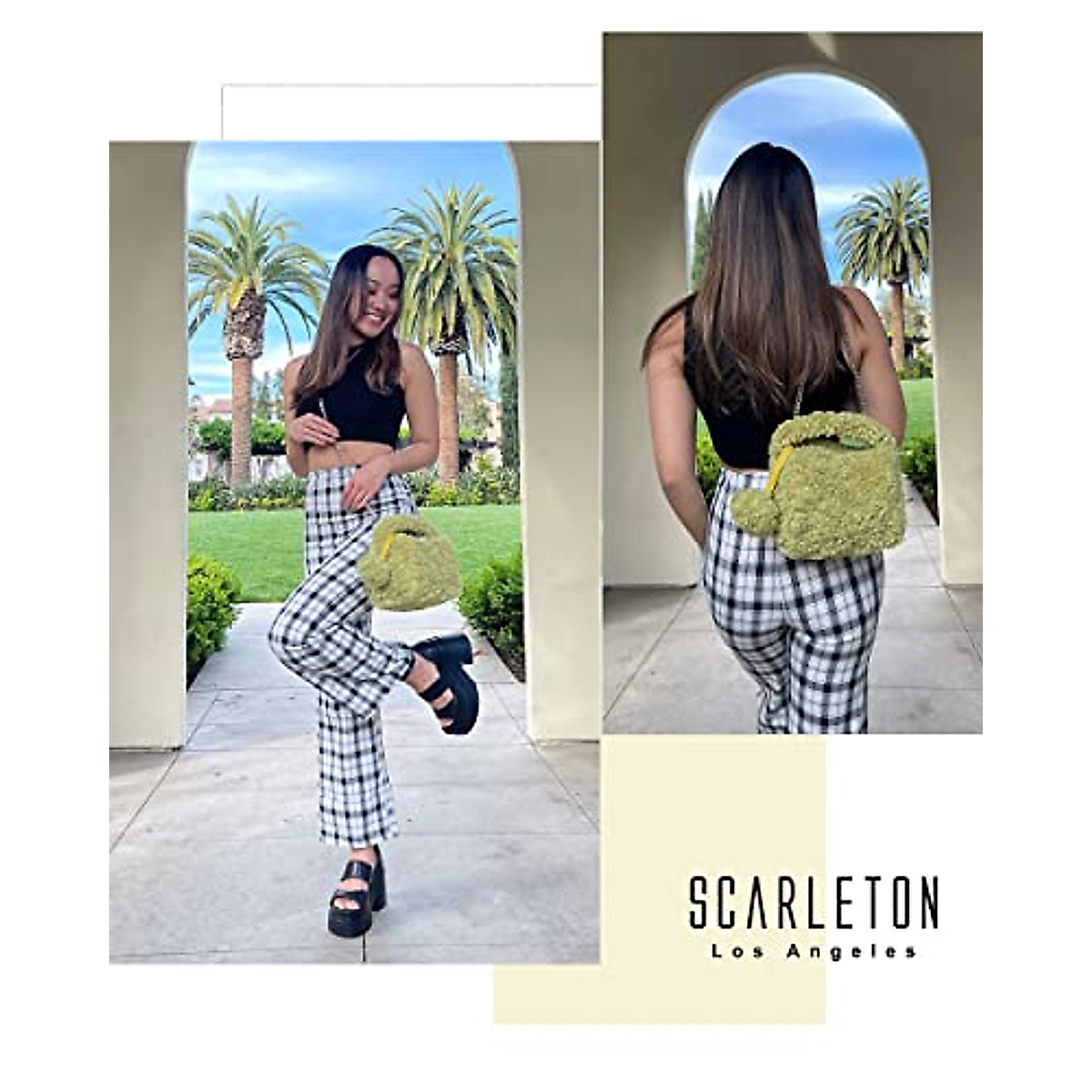 Scarleton Faux Fur Crossbody Bags for Women, Fluffy Top Handle Shoulder Bag, Fuzzy Purses for Women with Chain Strap, H209604 - Brown