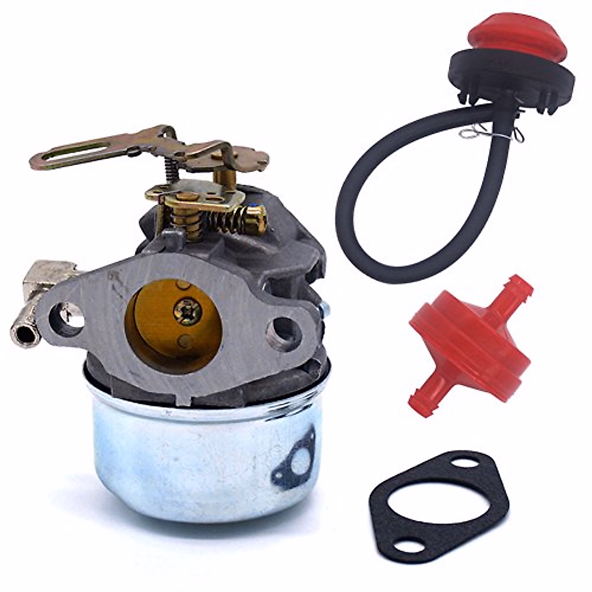 FitBest New Carb for Tecumseh 640084B HSK40 HSK50 HS50 LH195SP Snowblower Carburetor with Primer Bulb & Fuel Line Filter