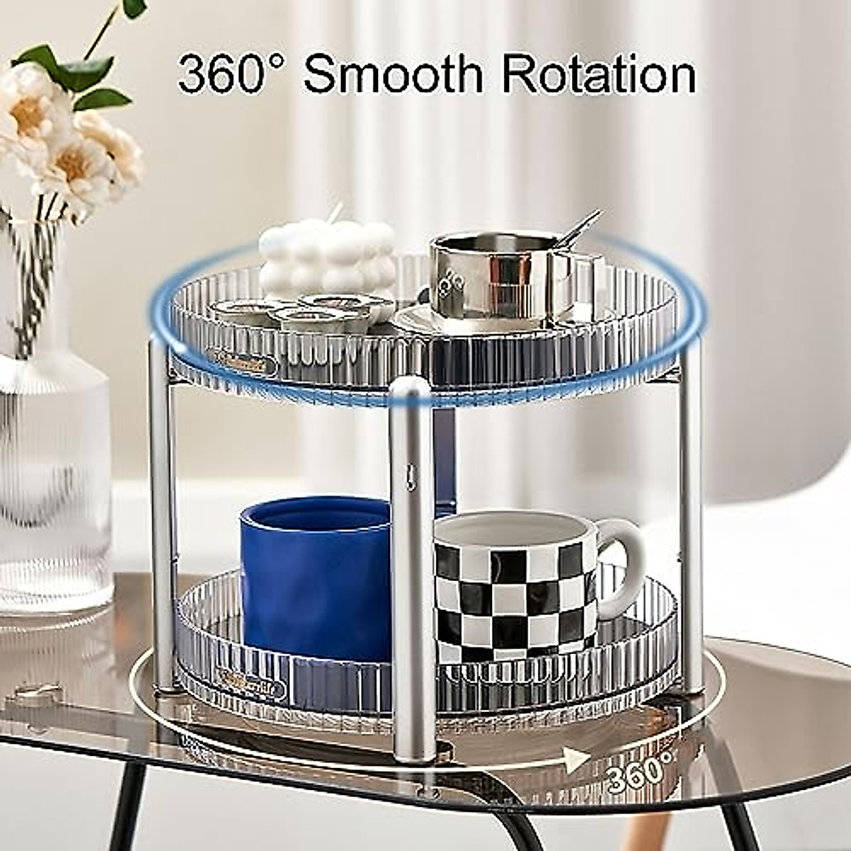 Spice Spinner, Spinning Spice Rack, Lazy Susan Turntable Organizer, 360 Degree Rotating Dresser Organizer, for Countertop, Refrigerator, Dresser Storage (Size : Single layer)