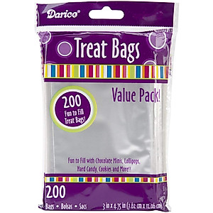 Darice Value Pack, 3 x 4.7 inches, 200 Pieces Treat bags, clear/transparent (Package May Vary)