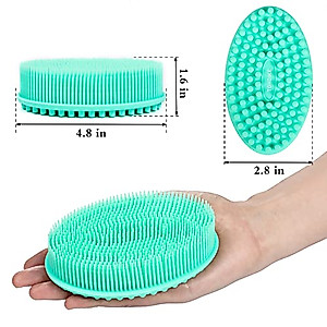 Silicone Body Scrubber Loofah - Set of 3 Soft Exfoliating Body Bath Shower Scrubber Loofah Brush for Sensitive Kids Women Men All Kinds of Skin(Purple/Green/Pink)