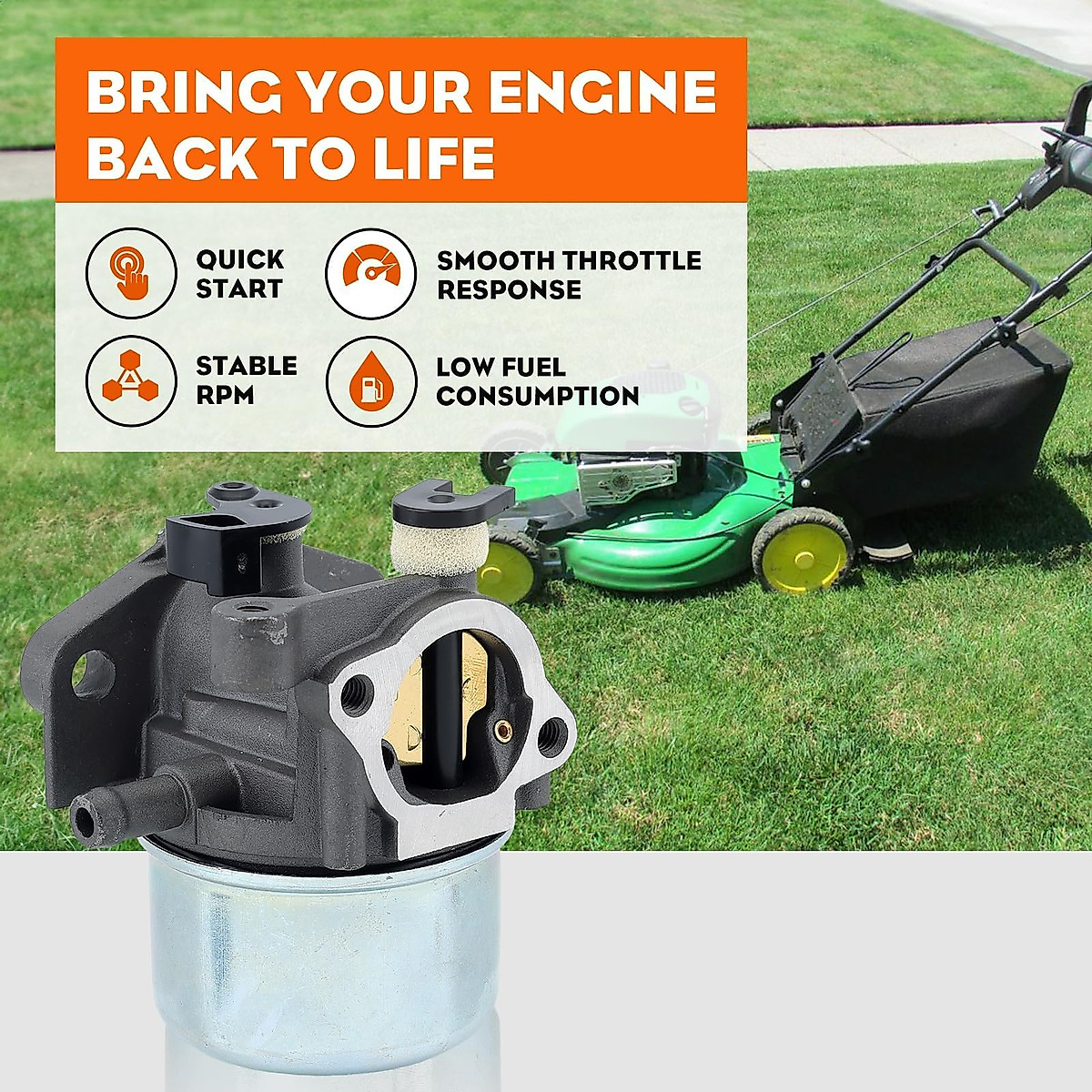 HIPA Carburetor for John Deere JS26 JS20 JS36 JS25 JS28 JS30 MIA11798 JS38 JM26 JM36 Mowmentum Walk-Behind Lawn Mower Replace MIA11798