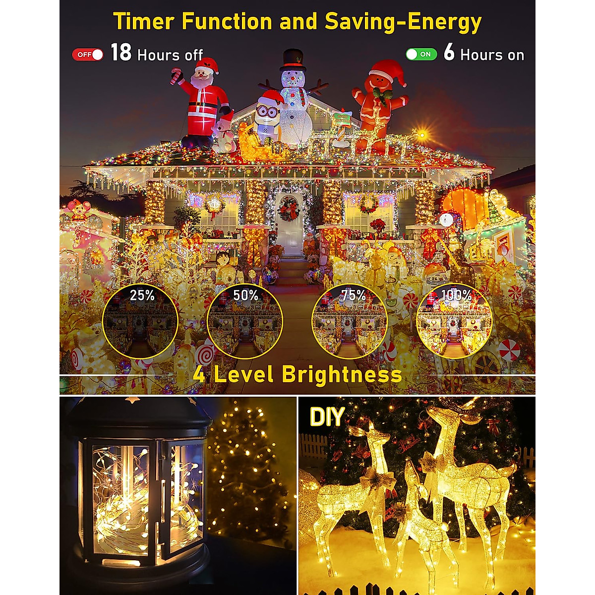 KNONEW 532FT Outdoor Christmas Fairy Lights Plug in,1600 LED String Lights Outdoor Waterproof 8 Modes Memory Times for Wedding Bedroom Walls Garden Trees Decoration(Warm White)