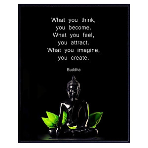 Buddha Inspirational Quote Wall Art - Positive Zen Spa Decor - 8x10 Home Decoration for Office, Meditation Room, Yoga Studio, Bedroom, Bathroom - Unique Encouragement Gift for Women, Buddhists
