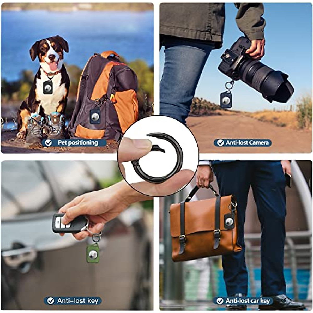 Olytop Waterproof AirTag Holder for Apple Airtag Keychain Case,Water Resistance Shockproof Anti-Scratch TPU & Clear PC Double ProtectionS Case for Apple Air Tag Tracker Key Ring, Black+Green