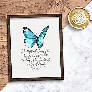 Maya Angelou Quote ‘We Delight in the Beauty of the Butterfly”’ Watercolor Wall Art | Bright Neutral 11x14 UNFRAMED Print - Bohemian, Positive, Inspirational, Typography, Motivational Home Decor