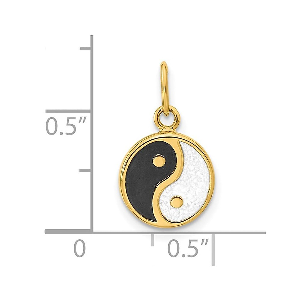Auriga Fine Jewelry 14k Yellow Gold Black/White Enamel Yin and Yang Pendant (L-12mm, W-10mm) Gift for Women