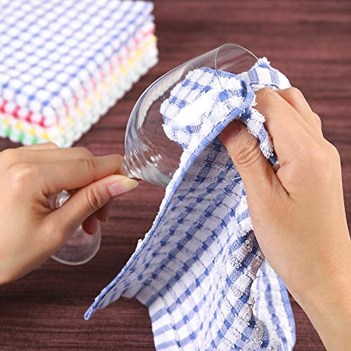 Oeleky Dish Cloths for Kitchen Washing Dishes, Super Absorbent Dish Rags, Cotton Terry Cleaning Cloths Pack of 8, 12x12 Inches