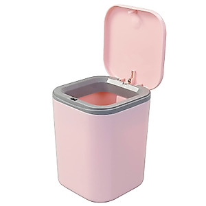 Vababa Mini Plastic Waste Can, 2 L/0.5 Gallon Push-Button Trash Can, Pink