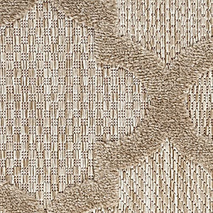 Nourison Easy Care Moroccan Natural Beige 5' x 7' Area -Rug, Trellis, Easy -Cleaning, Non Shedding, Bed Room, Living Room, Dining Room, Backyard, Deck, Patio (5x7)