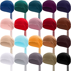 Handepo 20 Pcs Adjustable Hijab Undercap Muslim Inner Hijab Cap Islamic Hijab for Women Solid Color Hijab Underscarf Cotton Non Slip Bonnet Cover Hair Scarf Hat Wrap Head Tie Back Turban, 20 Colors