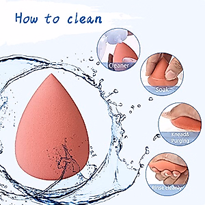 COSTICA 5 Pcs Makeup Sponge Set, Latex Free Beauty Blender, Foundation Blending Beauty Sponge with a Storage Box, Flawless for Liquid, Cream, and Powder(White Pink)