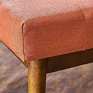 Christopher Knight Home Flavel Mid-Century Tufted Fabric Ottoman, Coral / Walnut