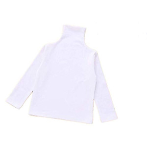 Baby Little Girls Long Sleeve Shirts Turtleneck T-Shirt Tops Basic Solid Color Blouse Outfit for Toddler Kids Girl (White, 2-3 Years)