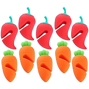 KJHBV 10pcs Pot Lid Overflow Preventer Silicone Spill Stopper Spoon Holder Lid Lifter Boil over Stopper Lid Lifter for Soup Pot Carrot Silicone Boil Stopper Steam Small Pepper