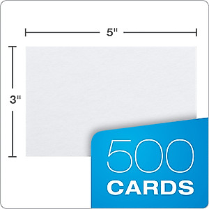 Oxford Index Cards, 500 Pack, 3x5 Index Cards, Blank on Both Sides, White, 5 Packs of 100 Shrink Wrapped Cards (40175)