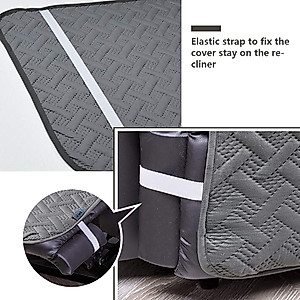 STONECREST Recliner Chair Cover Water Resistant, Reversible Washable Cover, Stay in Place (Dark Grey/Grey, Recliner 23" Regular)