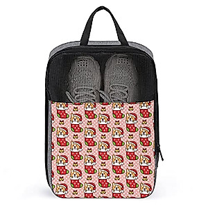 Frcavbin Dog Welsh Corgi Christmas Sock Travel Shoe Bag Shoes Carrier with Handle and Zipper Foldable Shoe Puches Organizer for Home storage School starts