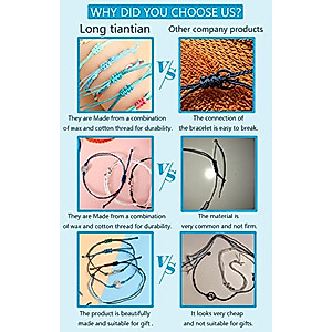 Long tiantian Wave Bracelets for Teen Girls Cute Boho Braided String Beach Ocean Bracelet for Women Summer Jewelry Gift (O)