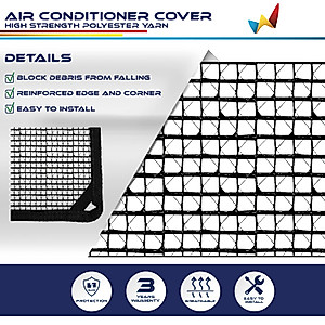 Windscreen4less 36"x36" A/C Unit Mesh Cover Air Conditioner Compressor Condenser Cover with Bungee Cords for Outside