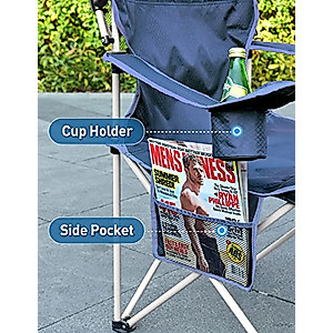 Docusvect Canopy Chair with Fan, Folding Chair with Retractable UPF 50+ Shade Canopy, Cup Holder, Side Pocket for Camping, Beach, Tailgates and Fishing - Support 330 LBS