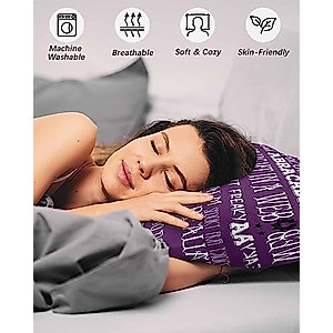 Edwiinsa Halloween Pillow Covers Standard Size Set of 2 Bed Pillow, Rustic Black Bat White Words Purple Plush Soft Comfort for Hair/Skin Cooling Pillowcases with Envelop Closure 20''x26''