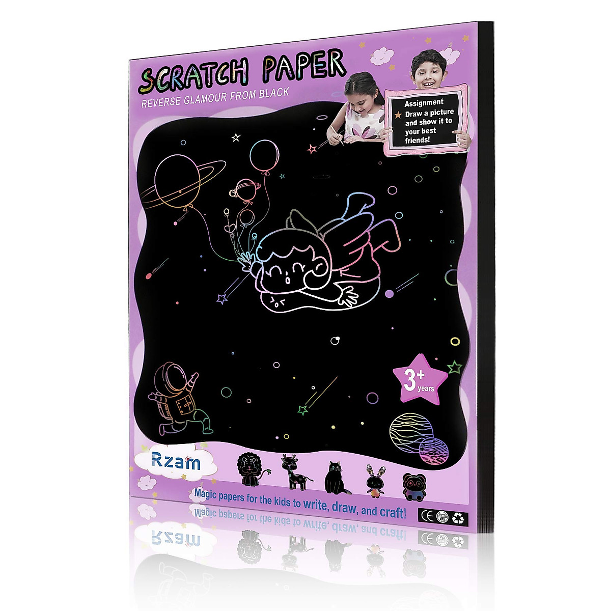 Rzam Scratch Art for Kids with Instructions, Large Size 8.5 X 11 Inches Kids Art Supplies, 20 Sheets Rainbow Scratch Paper for Kids Crafts, Arts and Crafts for Kids