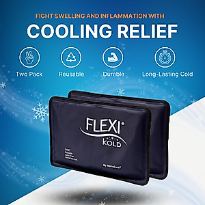 2 FlexiKold Gel Ice Packs - Ice Packs for Injuries Reusable, Back Pain Relief, Knee Ice Pack Wrap, After Surgery, Ice Pack for Knee - 6303-COLD-2PK by NatraCure - Medium - 7.5” x 11.5” – 2PK