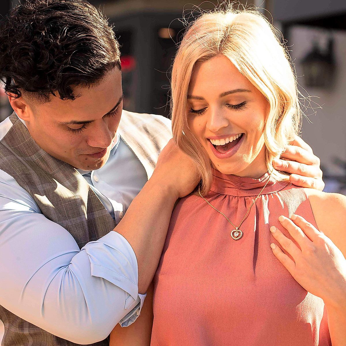 LIFETIME JEWELRY Cubic Zirconia Dangle Heart Pendant Necklace 24K gold plated