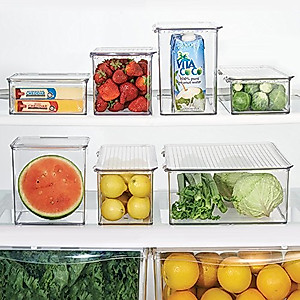 iDesign Modern Clear Rectangular Stackable Shatterproof BPA Free Plastic Kitchen Storage Box, 14 x 34 x 12.5 cm