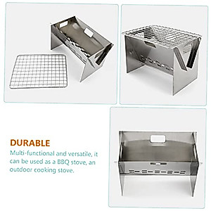 MARMERDO Folding Grill Outdoor Griddle Grill Small Charcoal Grill Mini Bbq Grill Portable Camping Stove Camping Grills Racks Portable Charcoal Grill Barbecue Grill Bbq Tool Silver