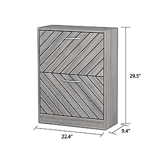 FUFU&GAGA Shoe Cabinet with 2 Flip Drawers for Entryway, Modern Shoe Storage Cabinet, Freestanding Shoe Rack Storage Organizer (23.6”W x 9.4”D x 31.4”H) (Light Grey)