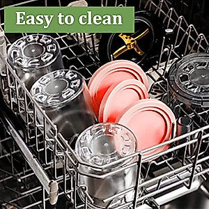 Ice Cream Pint Container Replacement for Ninja Creami Pints and Lids -16oz Cups Compatible with NC301 NC300 NC299AMZ Series Ice Cream Maker - Airtight Leak Proof Lids ，BPA-Free & Dishwasher Safe