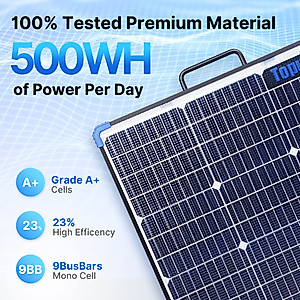 Topunive Portable Solar Panel Foldable 100W 18V PV Module 9BB Bifacial Monocrystalline Solar Cell for Portable Power Station Solar Generator Camping Emergencies Outdoor Garden