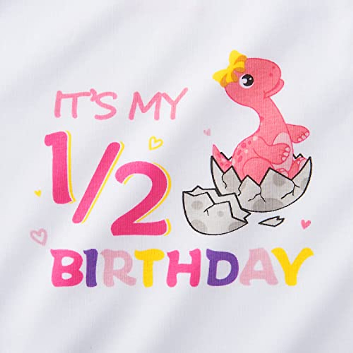 WAWSAM Baby Girls Half Birthday Bodysuit 1/2 Half Birthday One-Piece Romper Newborn Dinosaur Short Sleeve Onesie Infant Half Birthday Jumpsuit for Birthday Girl