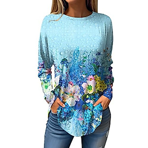 DealinM Oversized Sweatshirt for Women Oversized hoodie Sweaters for women Graphic sweatshirt for women Tunic Womens Long Sleeve Tops Fall Long Sleeve Shirts for Women（5-Blue,3X-Large）