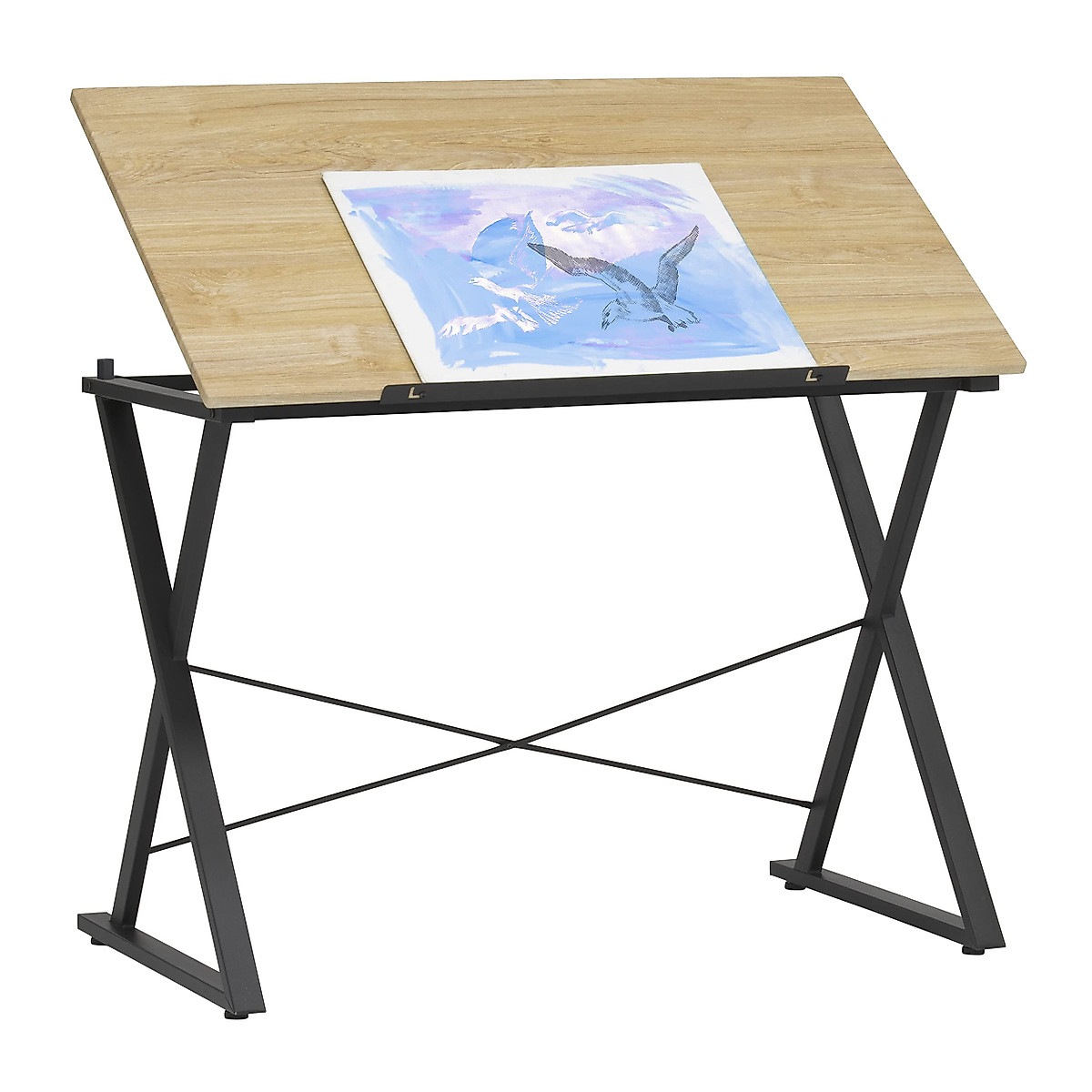 SD STUDIO DESIGNS Axiom II Drawing 42" Wide Adjustable Top Drafting Table, Graphite Black/Ashwood