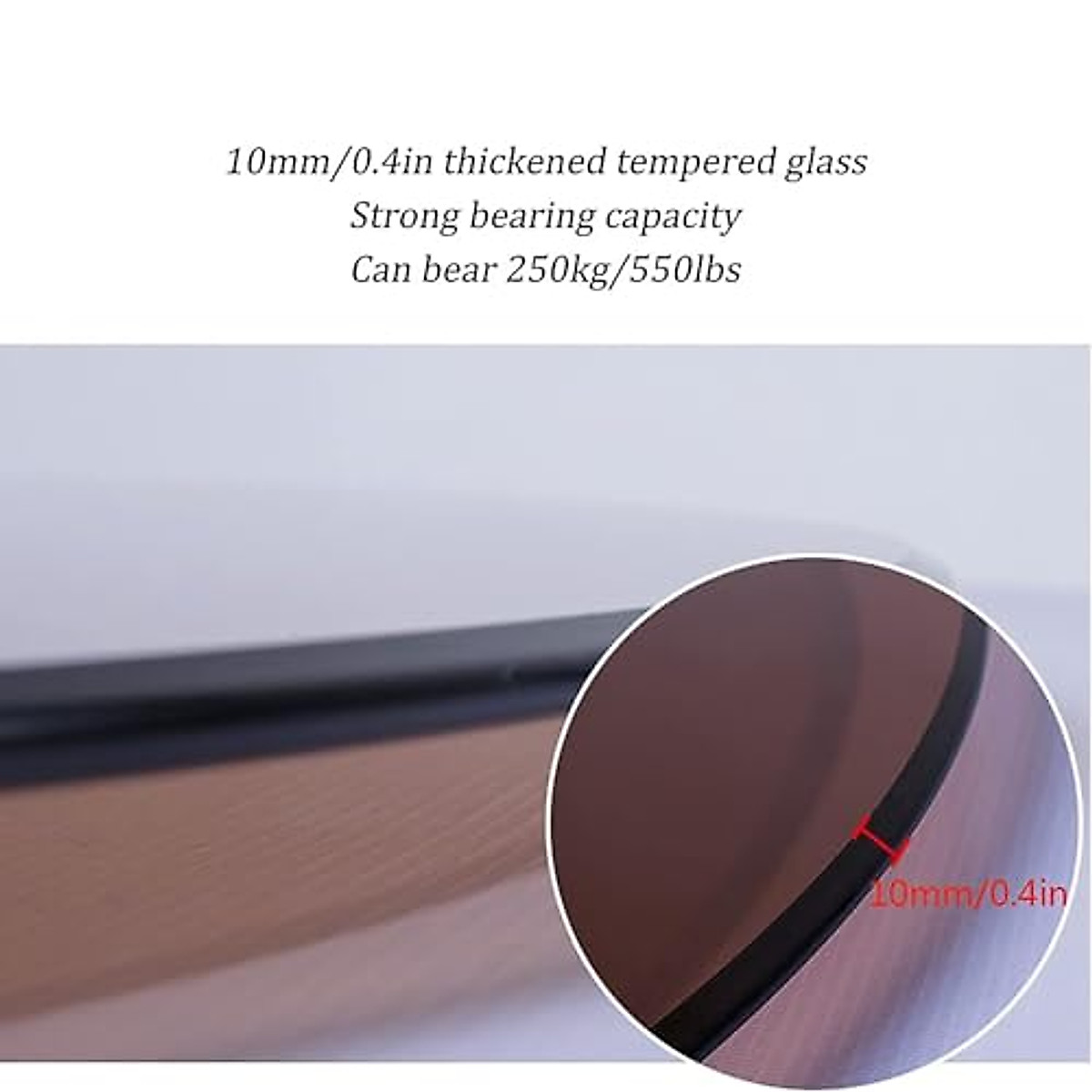 CLSQLXYJZC Turntable Lazy Susan Rotating Serving Tray, Tempered Glass Dining Table Top Round Rotating Turntable Serving Plate, for Hotel Table Serving Plate (Color : Brown, Size : 90cm (35inch))