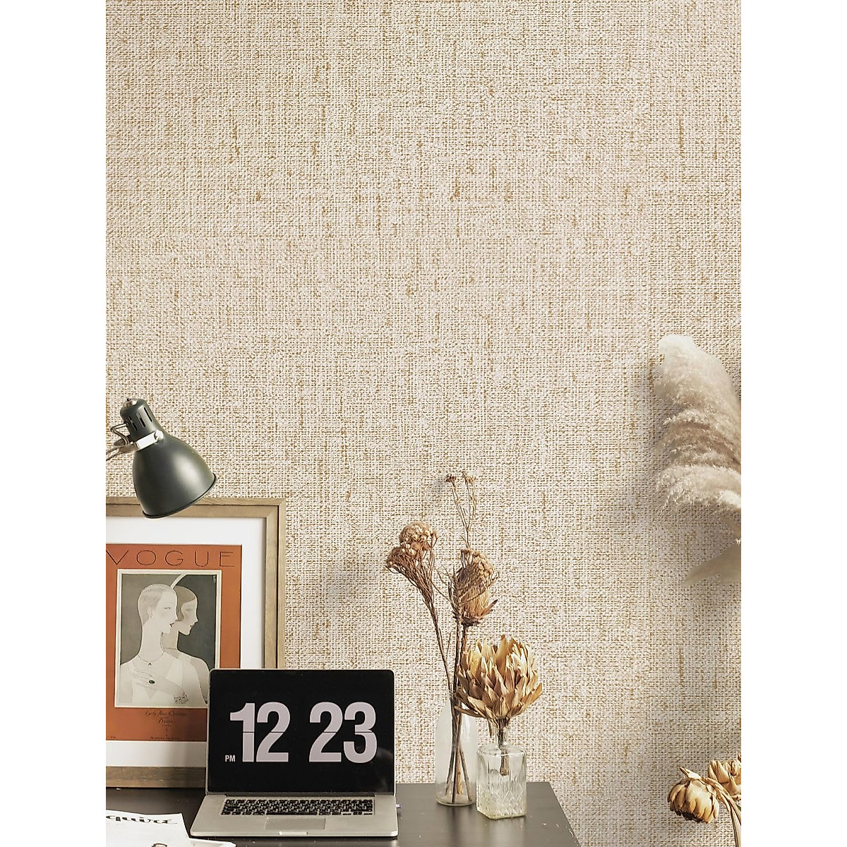 lenify Beige Grasscloth Wallpaper Peel and Stick Wallpaper Textured Contact Paper 15.7inch x 118.1inch Faux Linen Wallpaper Vintage Grasscloth Contact Paper Self Adhesive Removable Wallpaper Vinyl