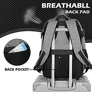 Lekakii Backpack for Traveling On Airplane, Large Travel Backpack with Shoe Pouch for Women Men, 40L Waterproof Personal Item Travel Bag for Men Women Grey